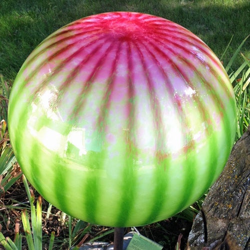 Sigwarth Glass Garden Globe Sculptures Dark Green/ Ruby Dotted-Top ...