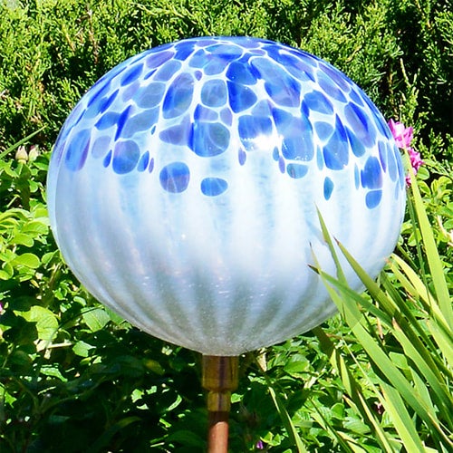 Sigwarth Glass Garden Globe Sculptures White Multi-Top Blue Mix ...